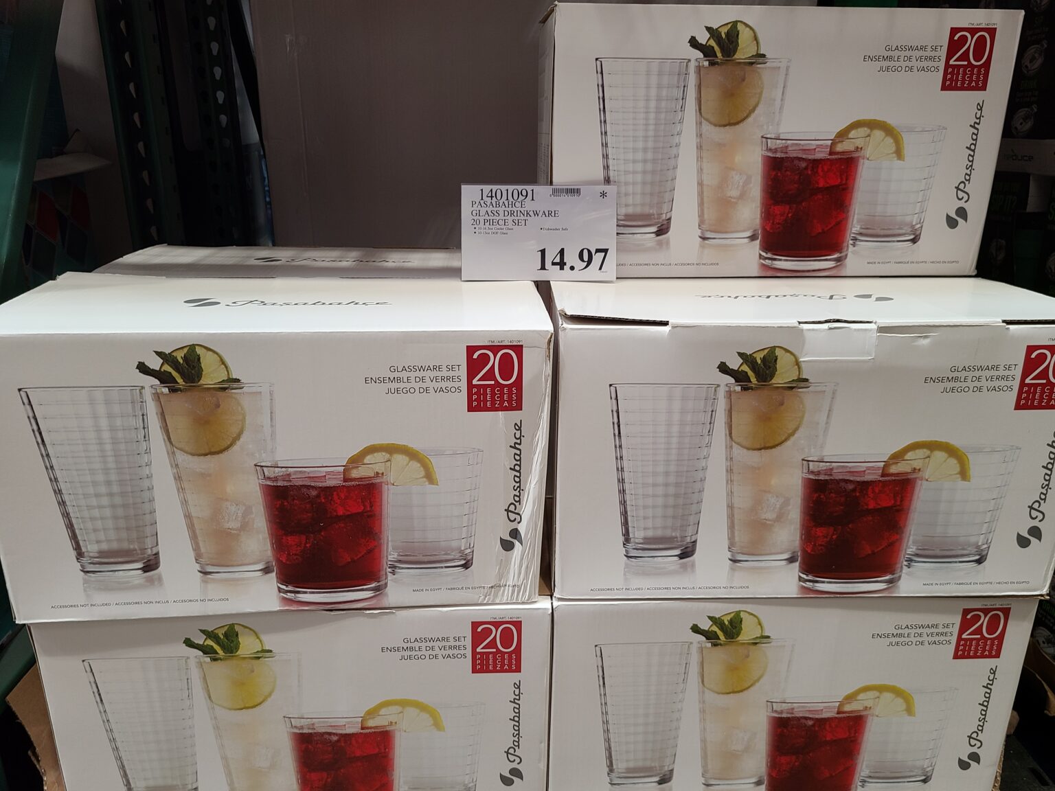 Pasabahce Glass Drinkware Set 20 Pc